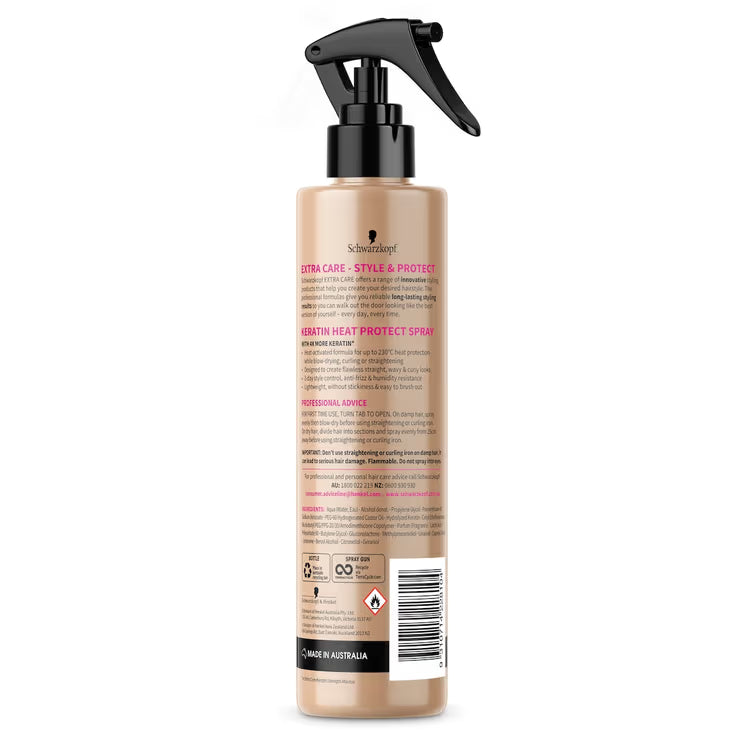 Schwarzkopf Extra Care Keratin Heat Protect Spray 250ml – The Value ...