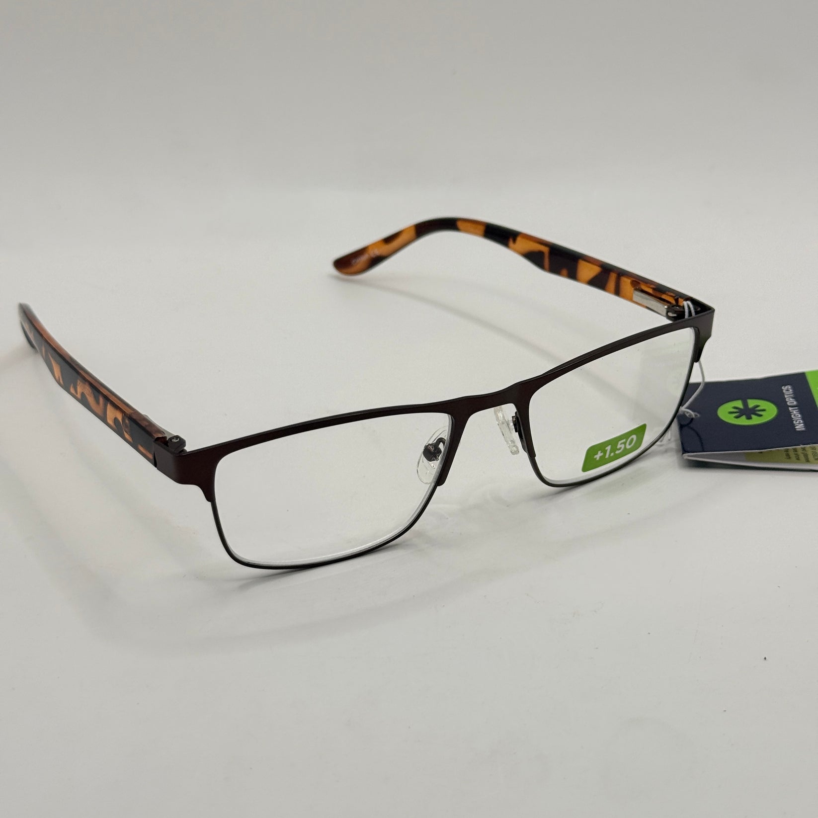 Insight Optics Reading Glasses +1.50 with Metal Frame & Tortoiseshell ...